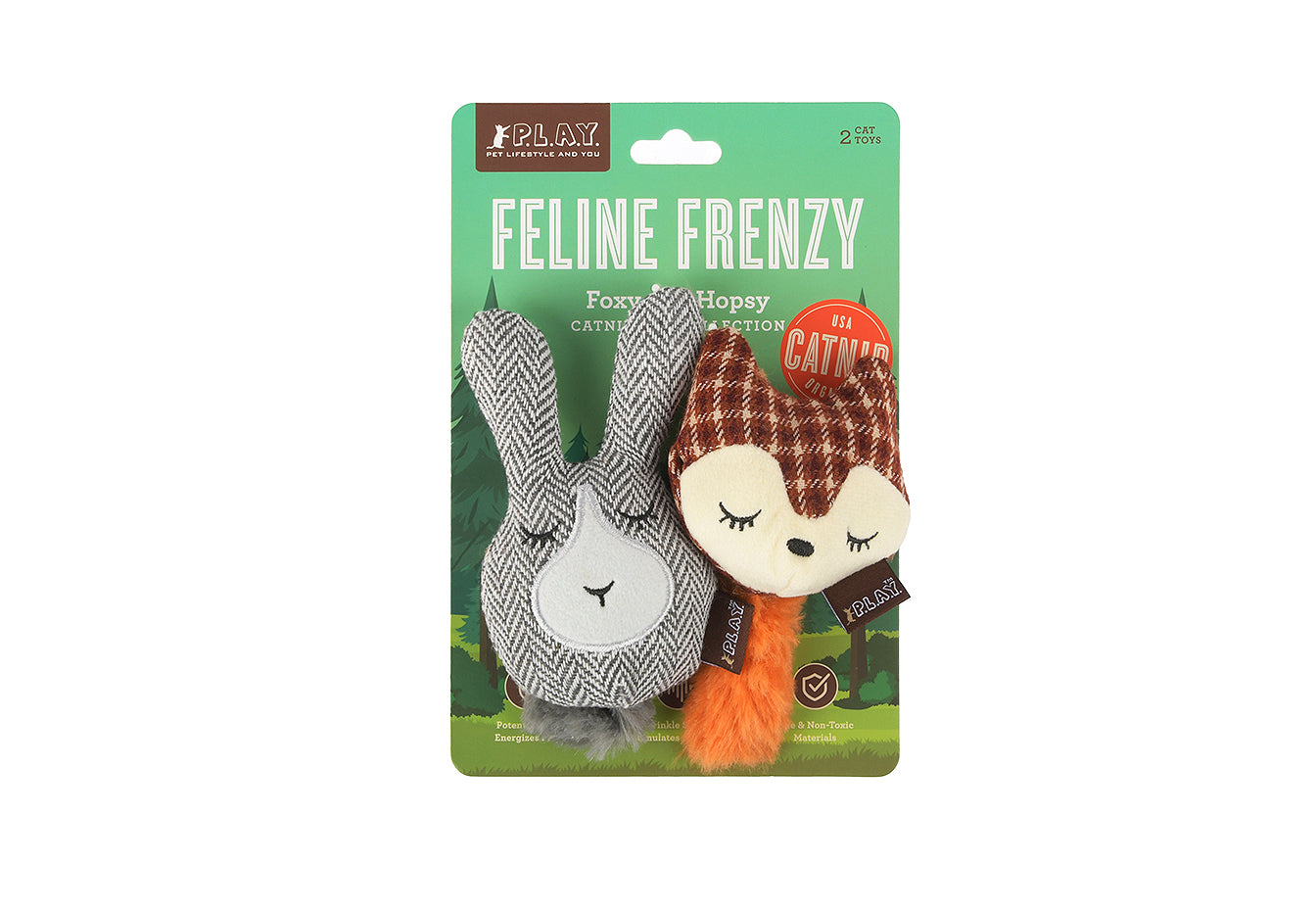 Fox & Bunny Crinkle Cat Toy by P.L.A.Y.