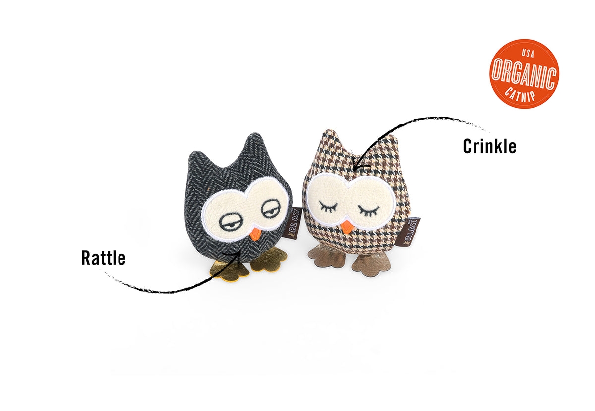 Crinkle and Rattle Cat Toy Set: Hooti-ful Owls by P.L.A.Y.